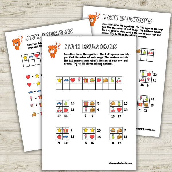 Grade 1 And Kindergarten Math Worksheets FREE PDF Equations Package 2 ...