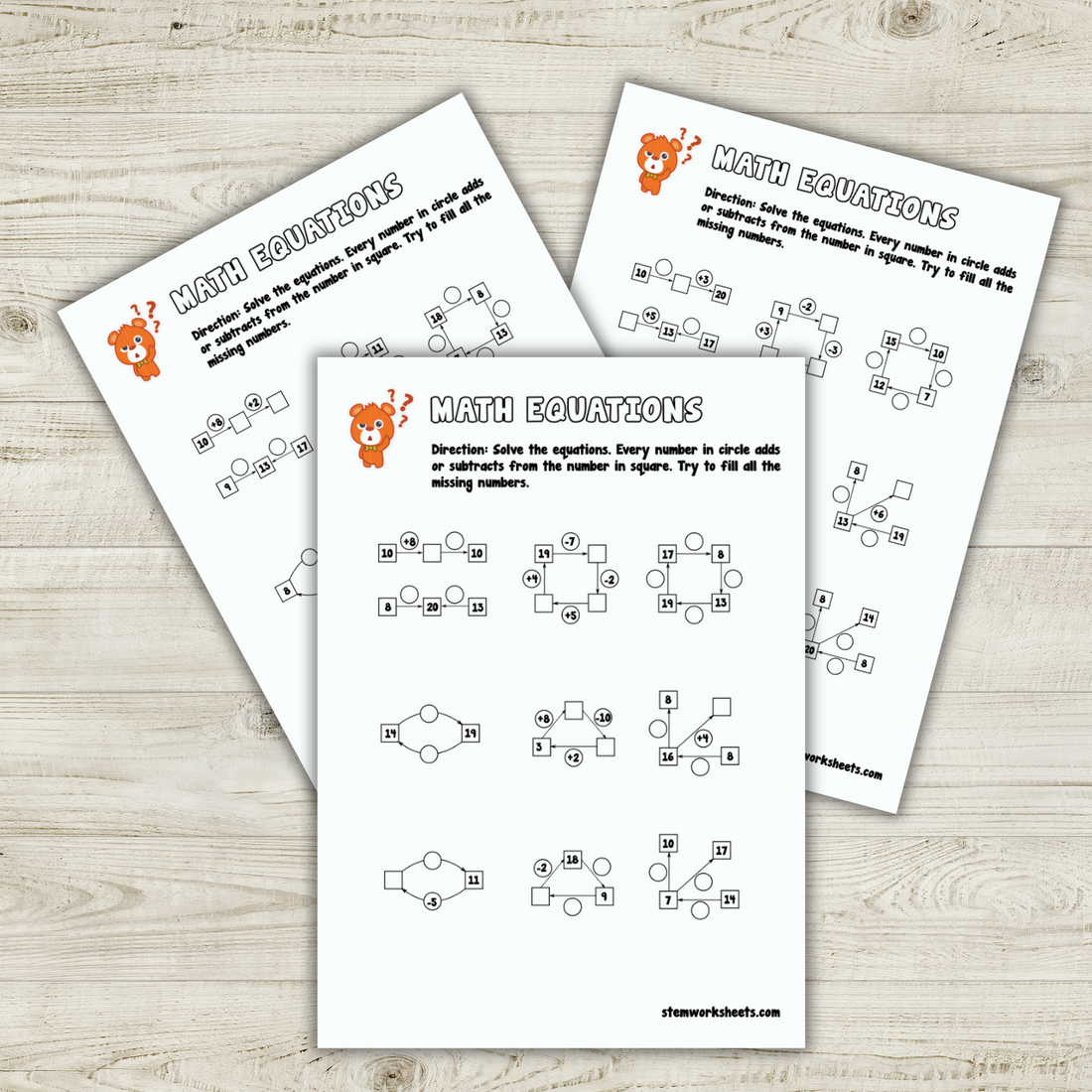 Grade 1 And Kindergarten Math Worksheets FREE PDF Equations Package 1 ...
