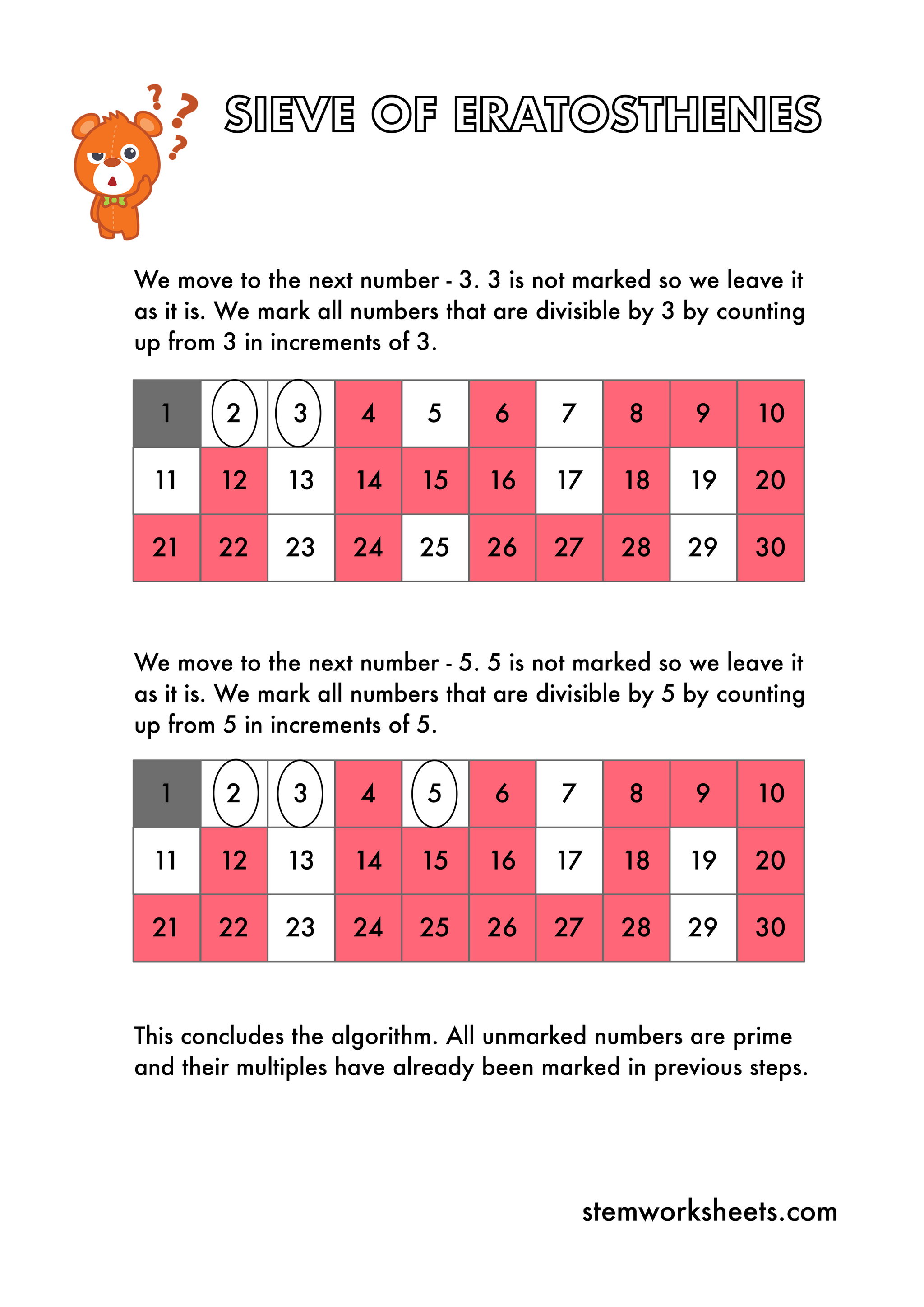 FREE Prime Numbers Algorithm - Sieve of Eratosthenes – STEMWorksheets