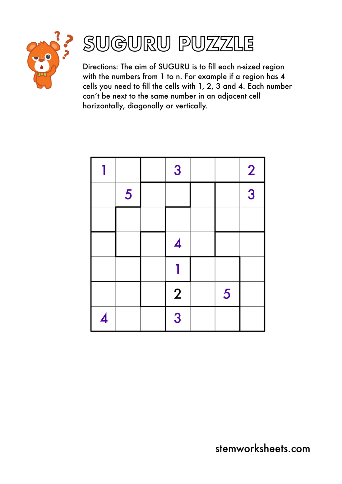 FREE Suguru Puzzle Pack 1 – STEMWorksheets