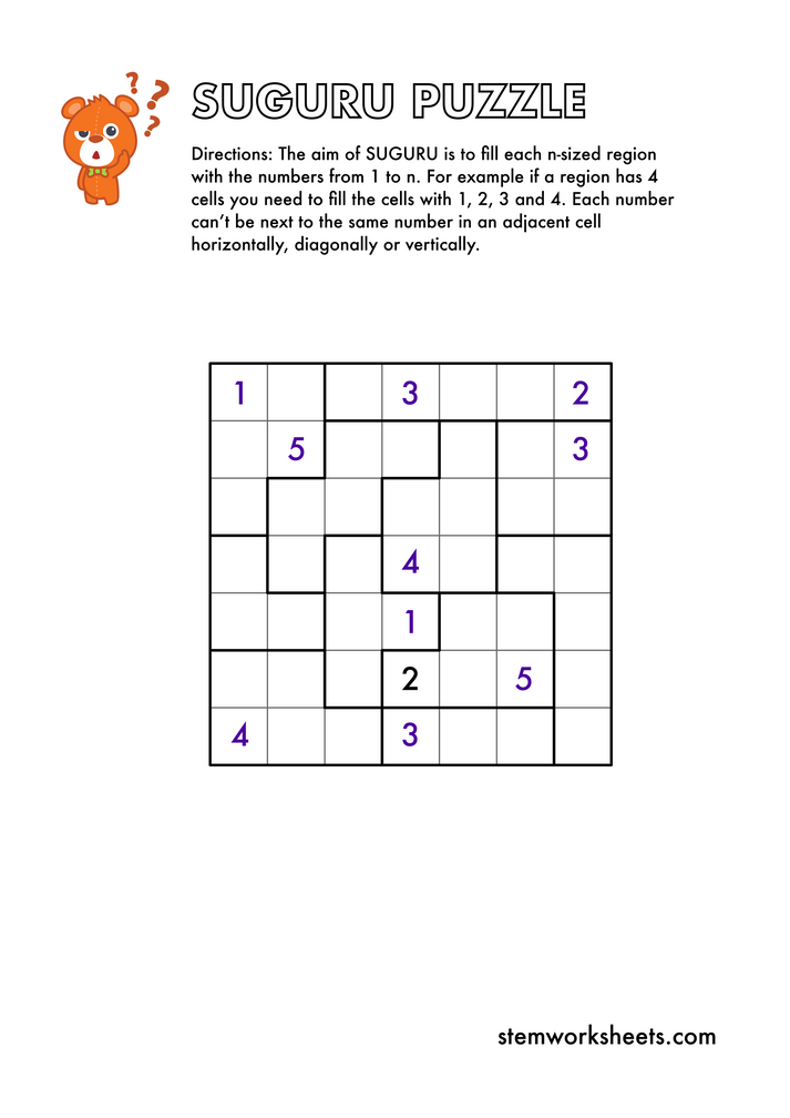 FREE Suguru Puzzle Pack 1 – STEMWorksheets