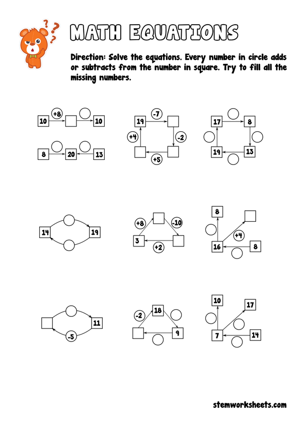Grade 1 And Kindergarten Math Worksheets FREE PDF Equations Package 1 ...