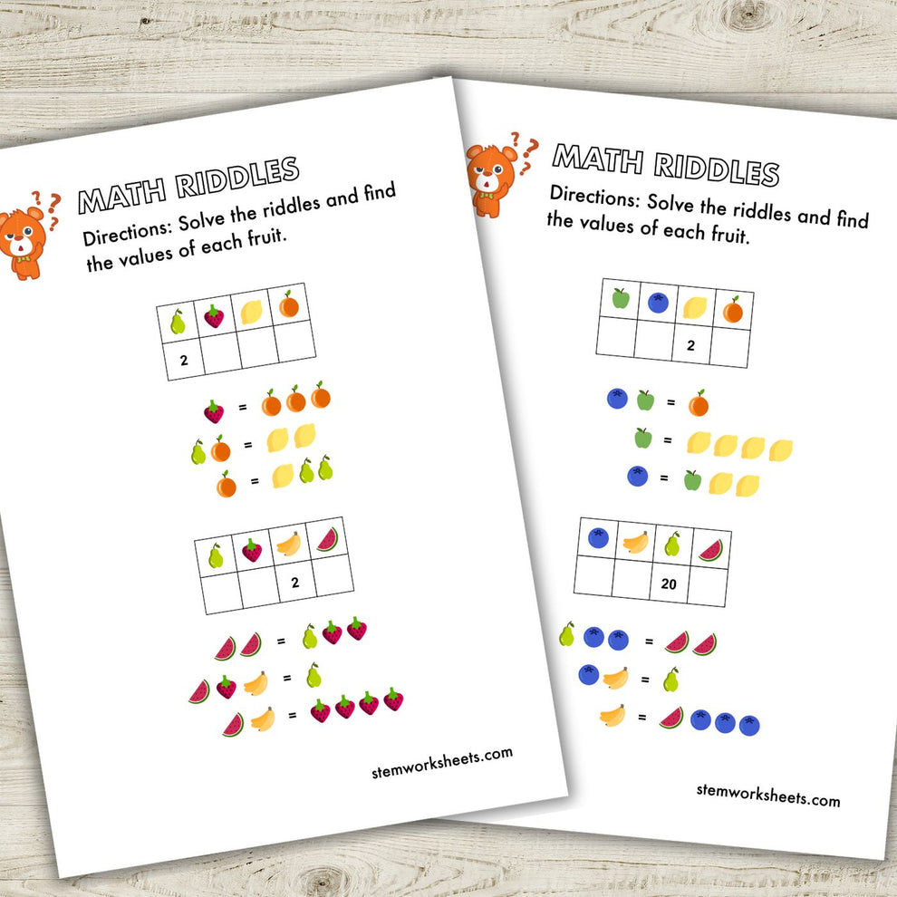 FREE Math Riddles Pack 1 – STEMWorksheets