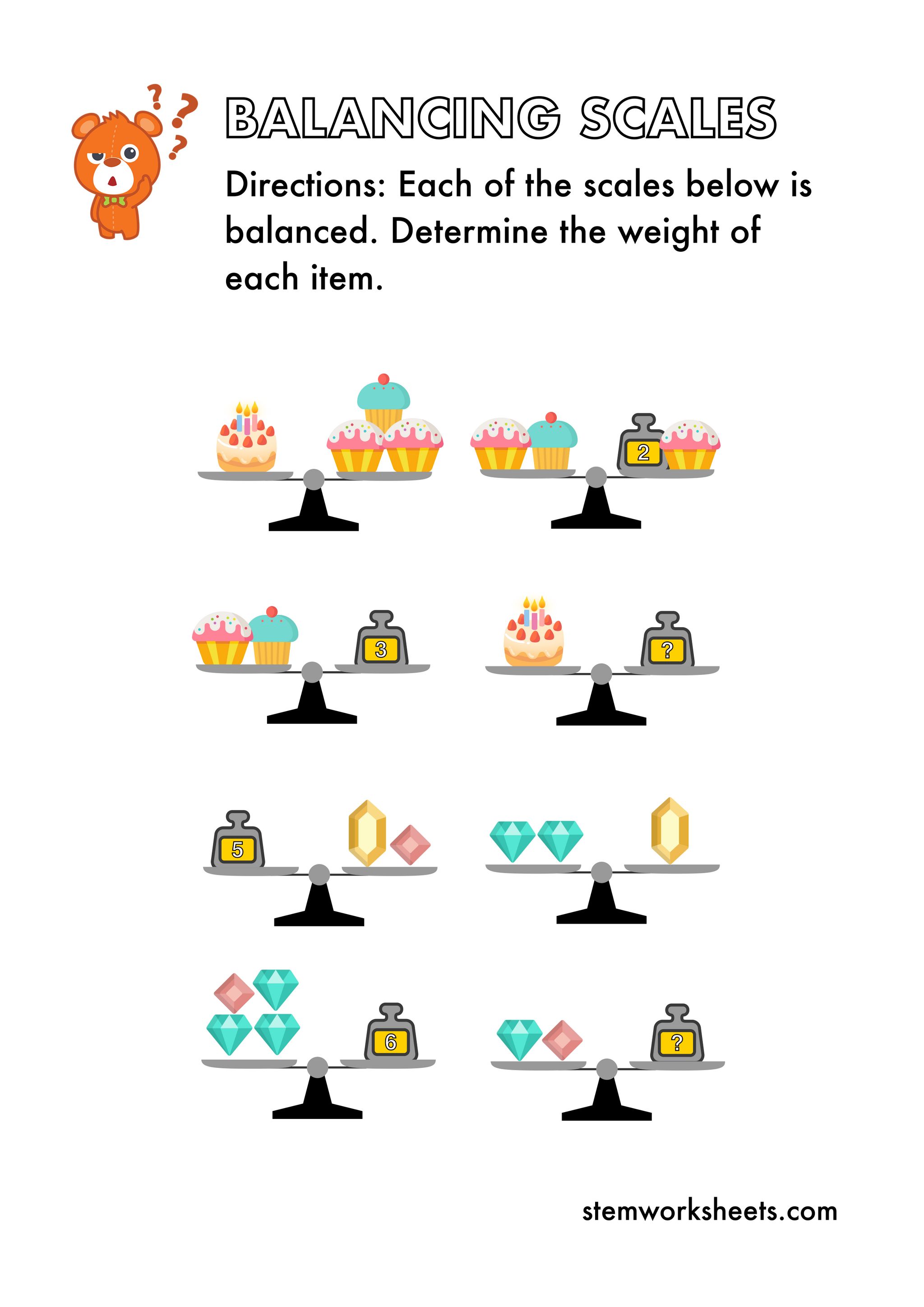 FREE Balancing Scales Pack – STEMWorksheets